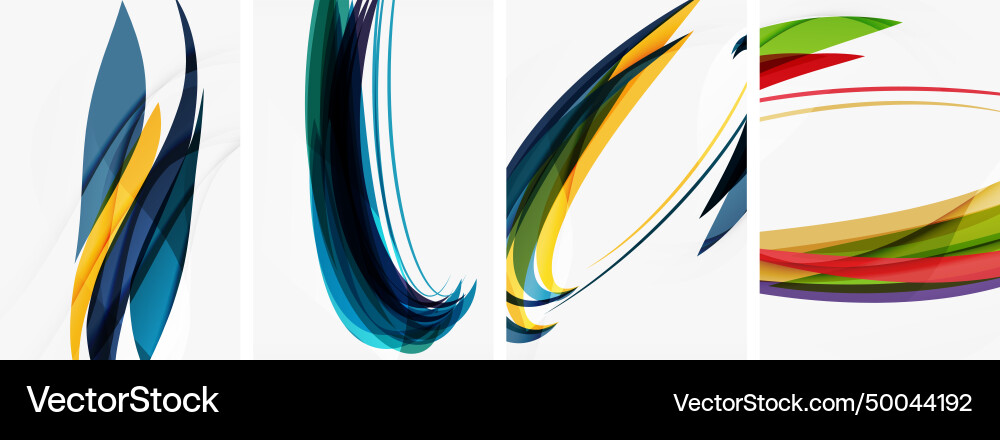 Colorful wave lines poster set for wallpaper Vector Image