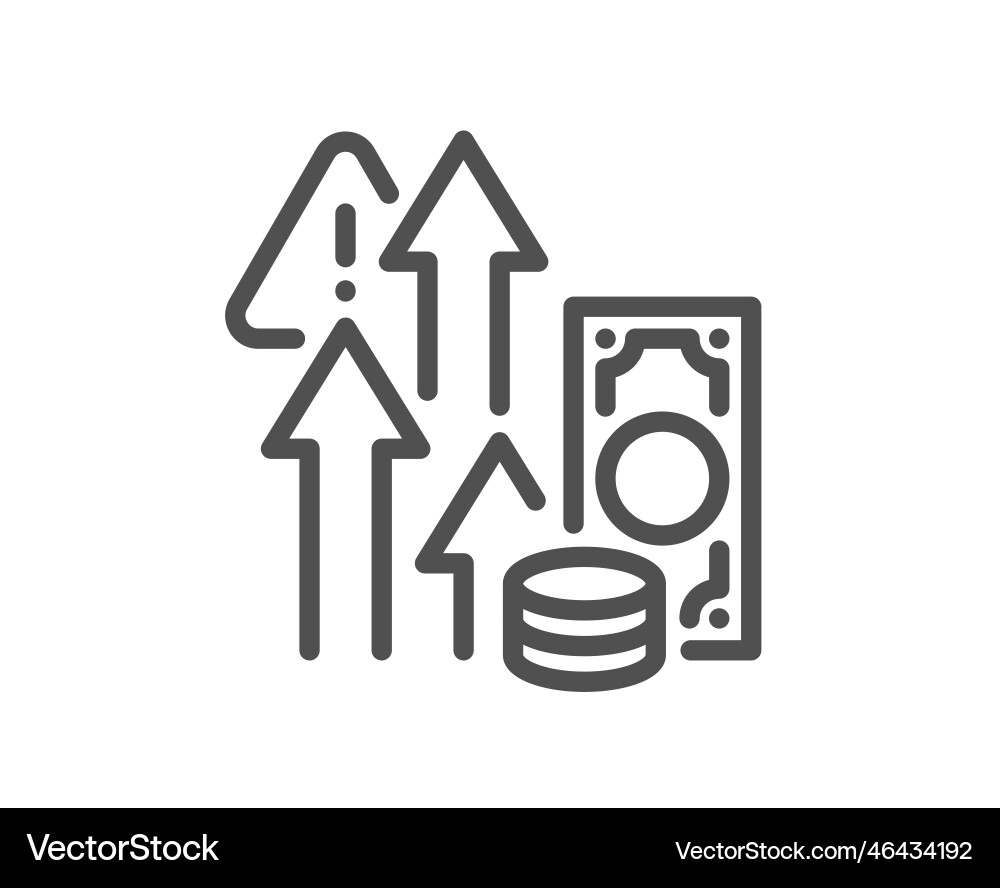 Inflation line icon currency rate increase sign Vector Image