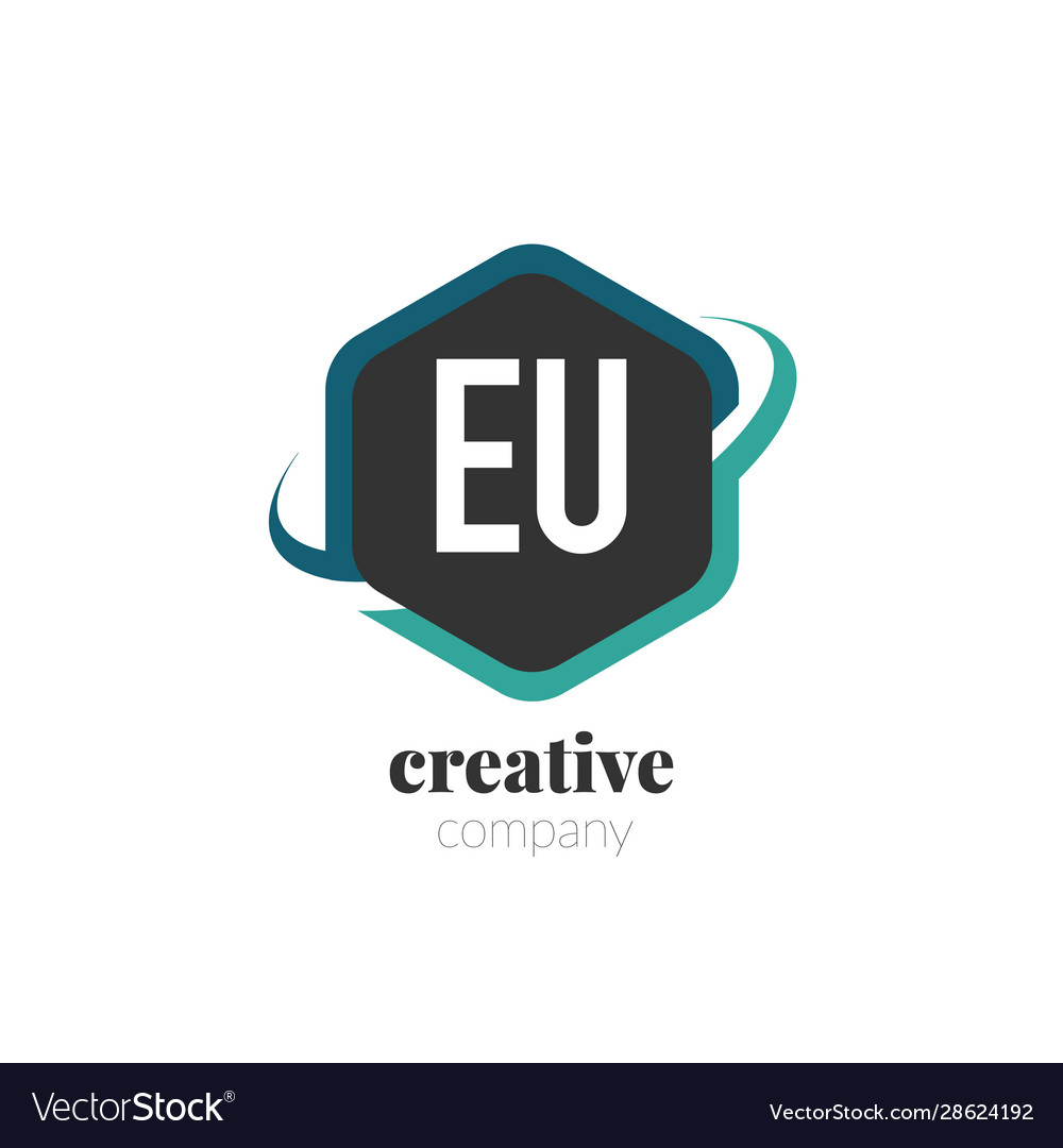 Initial letter eu creative hexagonal design logo Vector Image