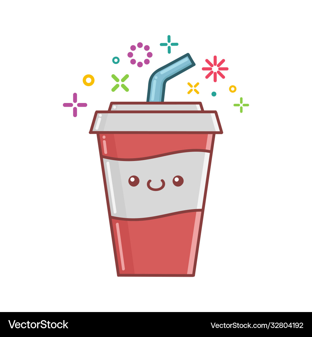 Kawaii soft drink cola icon cartoon Royalty Free Vector