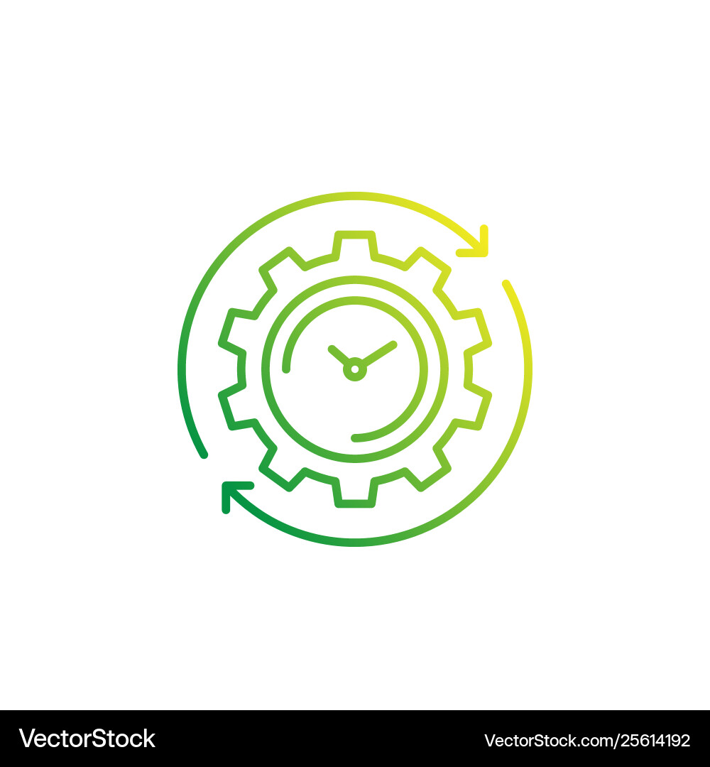 Production cycle icon with cogwheel and watch Vector Image