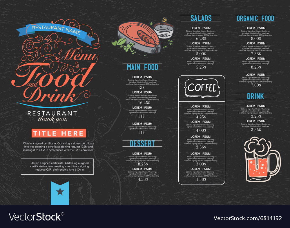 Restaurant cafe menu Royalty Free Vector Image