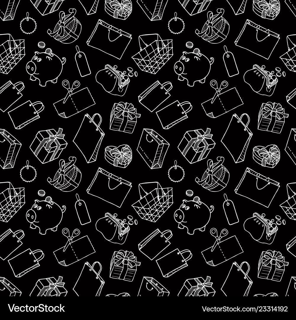 Seamless background of theme a shopping Royalty Free Vector