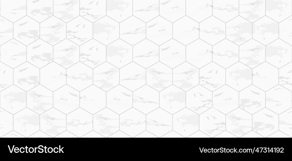 Seamless pattern of white hexagon marble tiles Vector Image