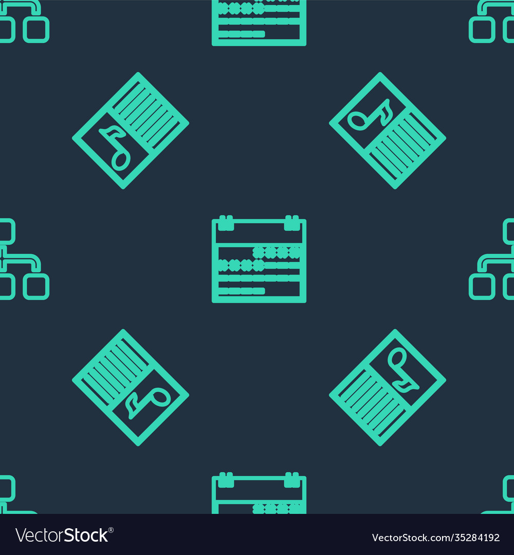 Set line calendar music book with note Royalty Free Vector