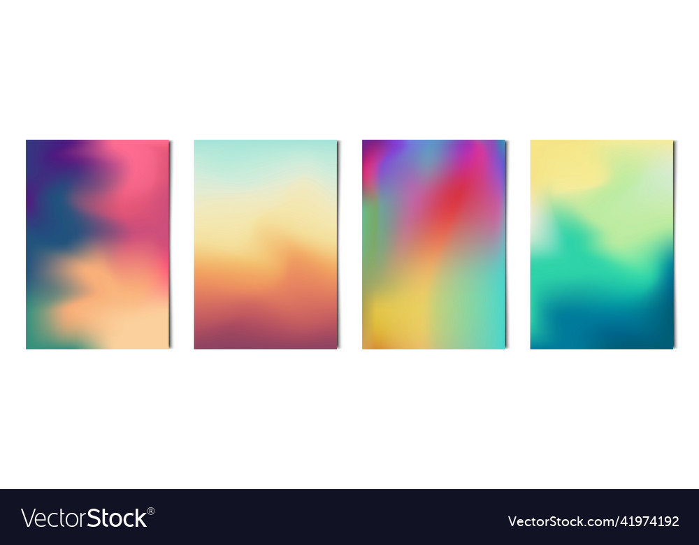 Set of 4 pcs abstract multicolored gradient Vector Image