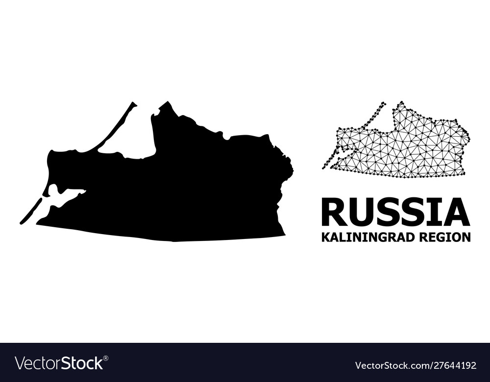Solid and wire frame map kaliningrad region Vector Image