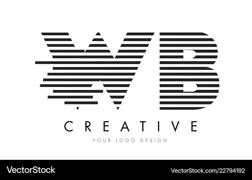 Wb w b zebra letter logo design with black Vector Image