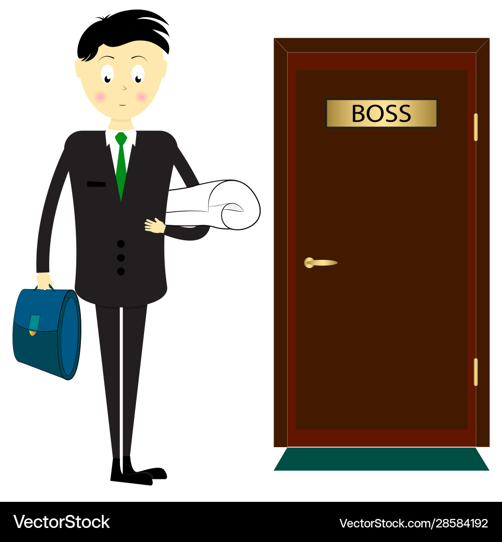 Young specialist in front door chief Royalty Free Vector