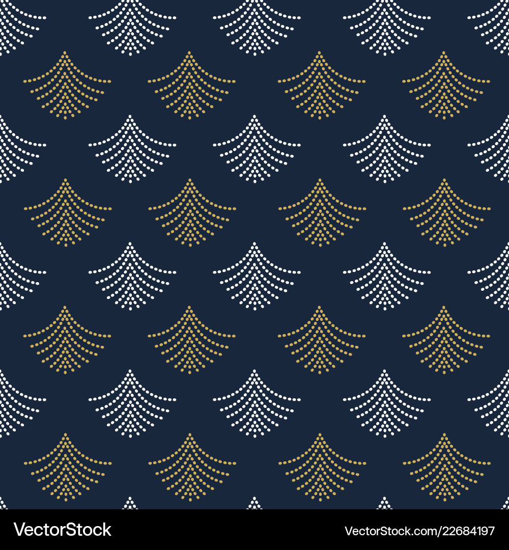Abstract trendy golden and white fan shape pattern