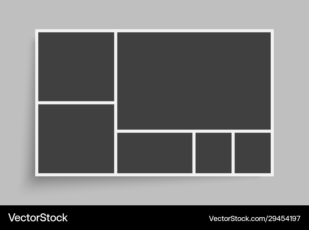 Empty collage board six images photos Royalty Free Vector