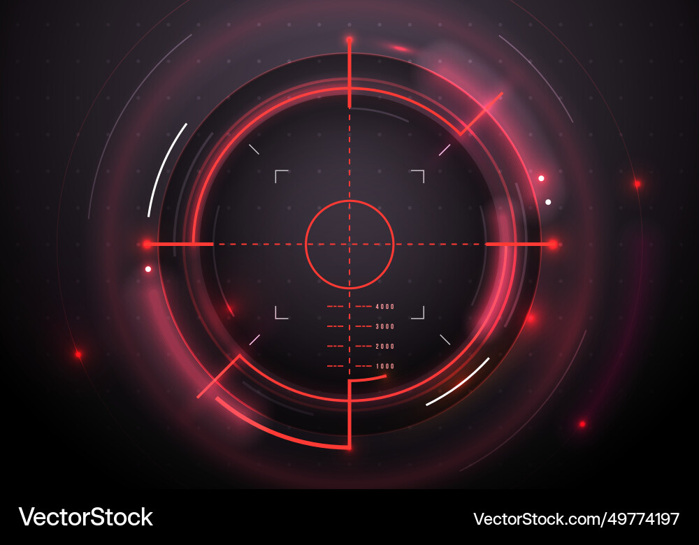Futuristic red rifle scope hud for take aim Vector Image