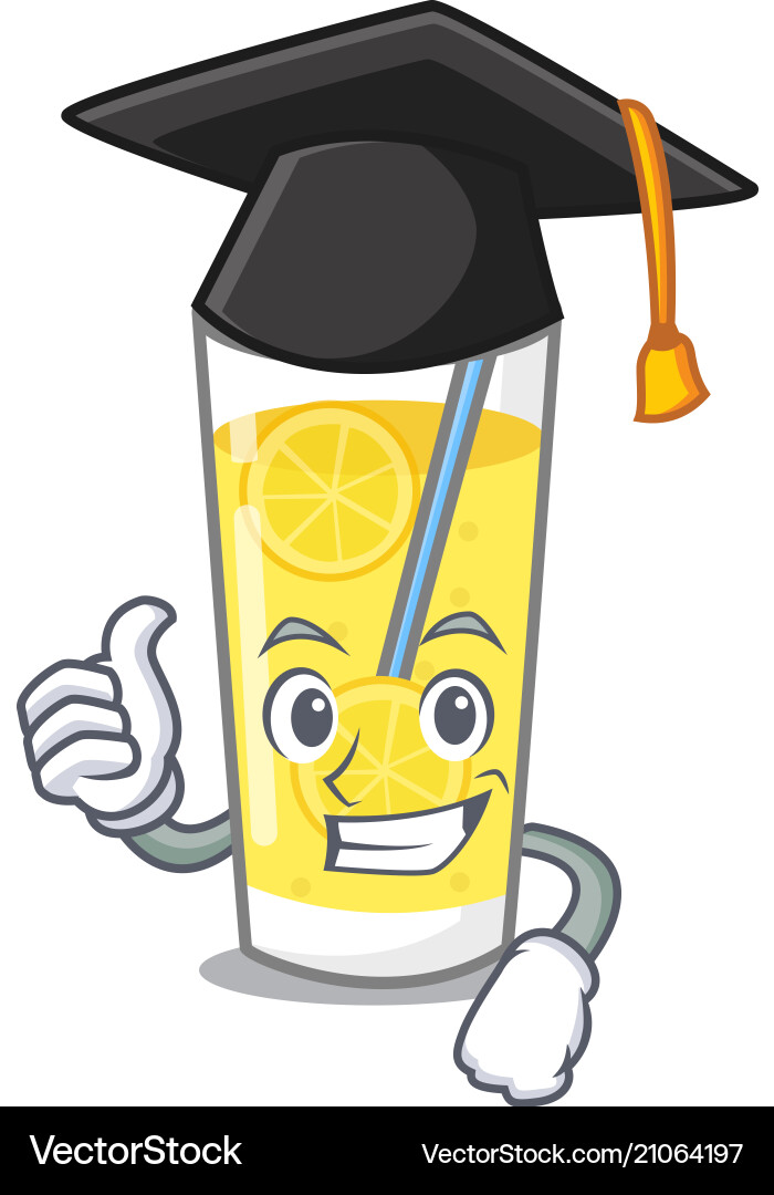 Graduation lemonade character cartoon style Vector Image