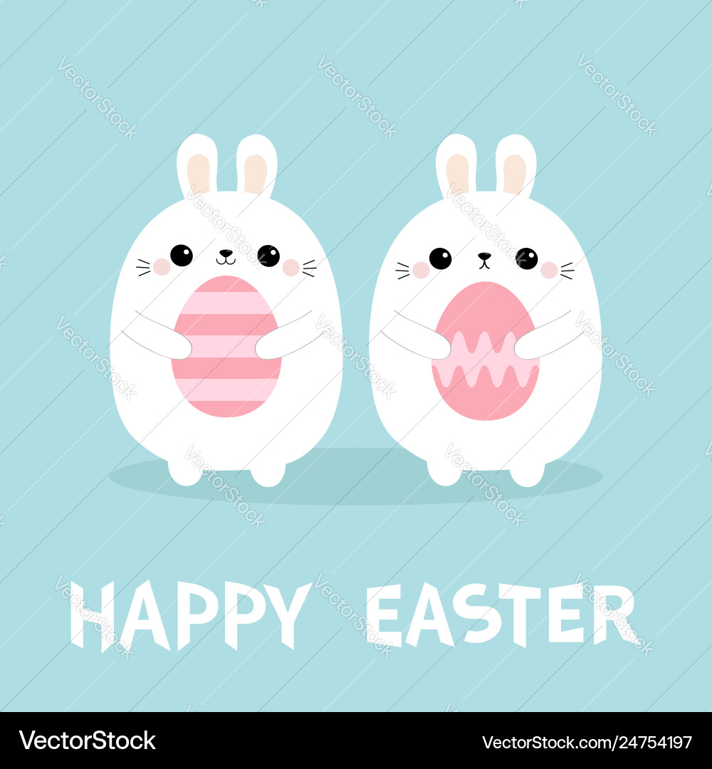 Happy easter rabbit bunny family set holding Vector Image