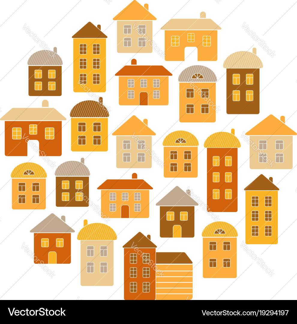 Houses round pattern home icons Royalty Free Vector Image
