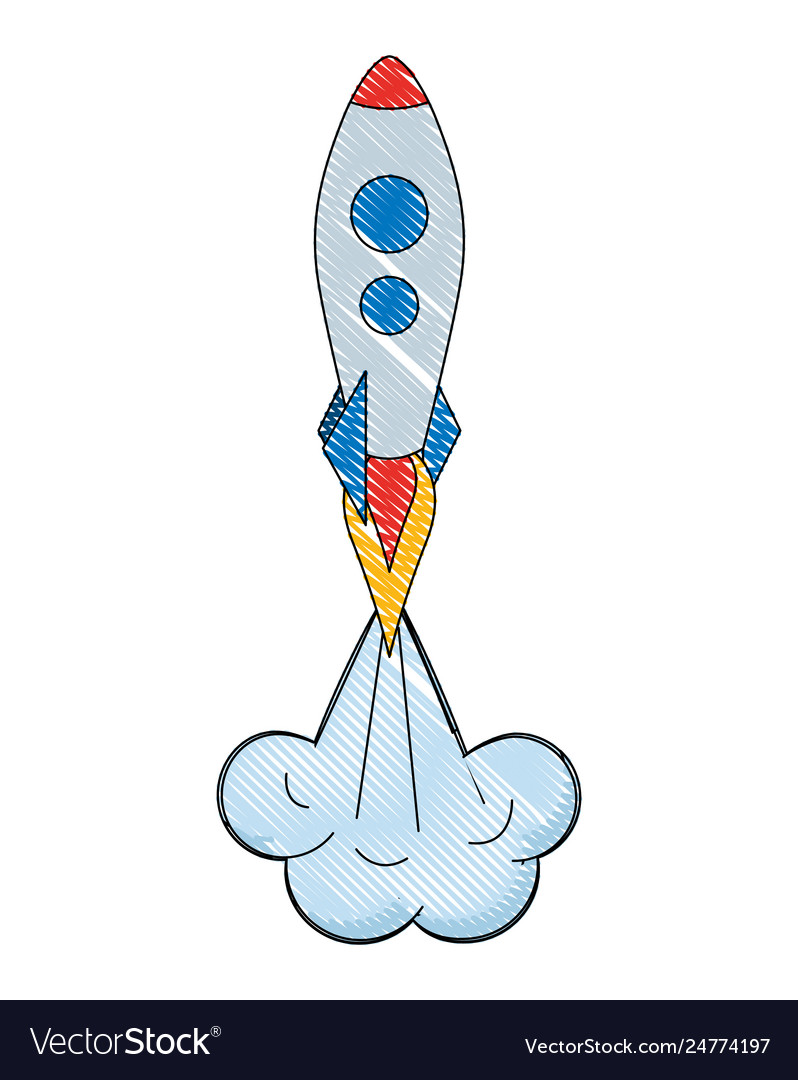 Launching rocket spaceship startup creativity Vector Image