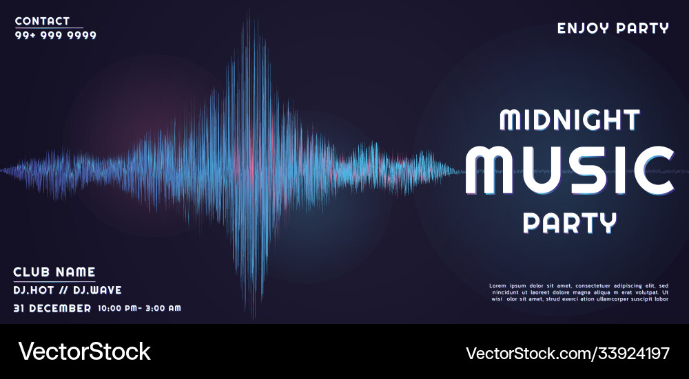 Music party sound wave pattern design midnight Vector Image
