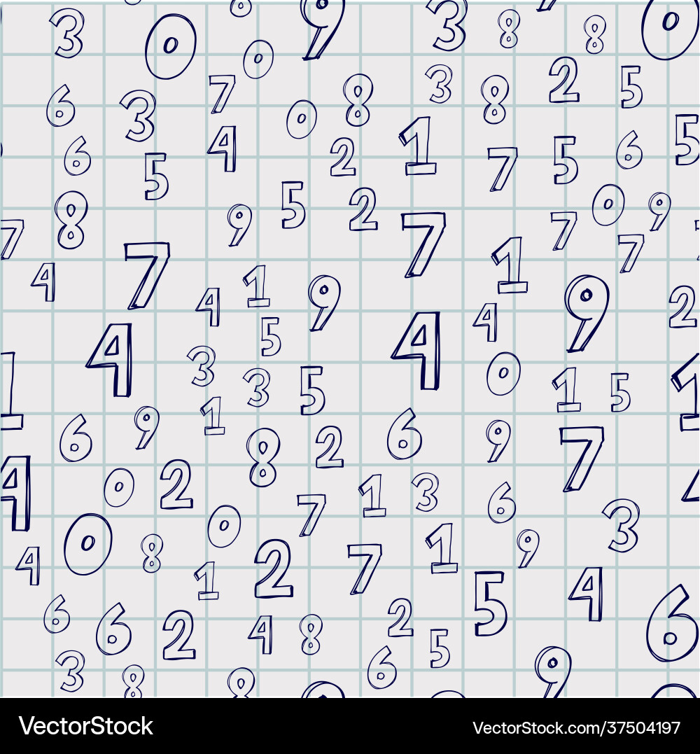 Numbers seamless wallpaper on white hand draw Vector Image