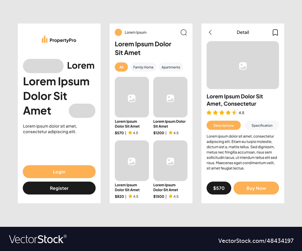 Property ui design template Royalty Free Vector Image Property ui design template Royalty Free Vector Image
