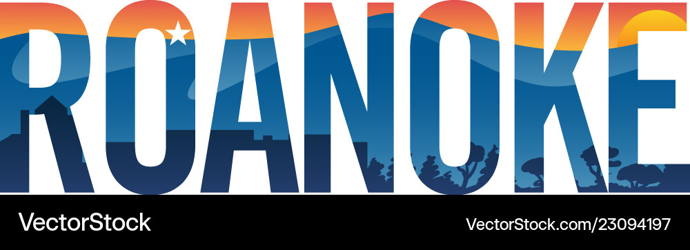 Roanoke pride with mountains and sunset Royalty Free Vector