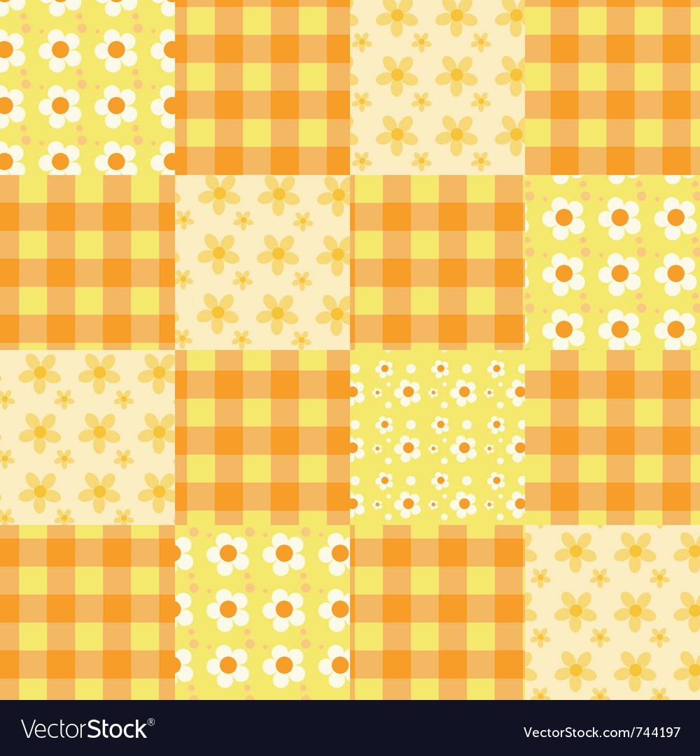 Seamless patchwork pattern orange Royalty Free Vector Image