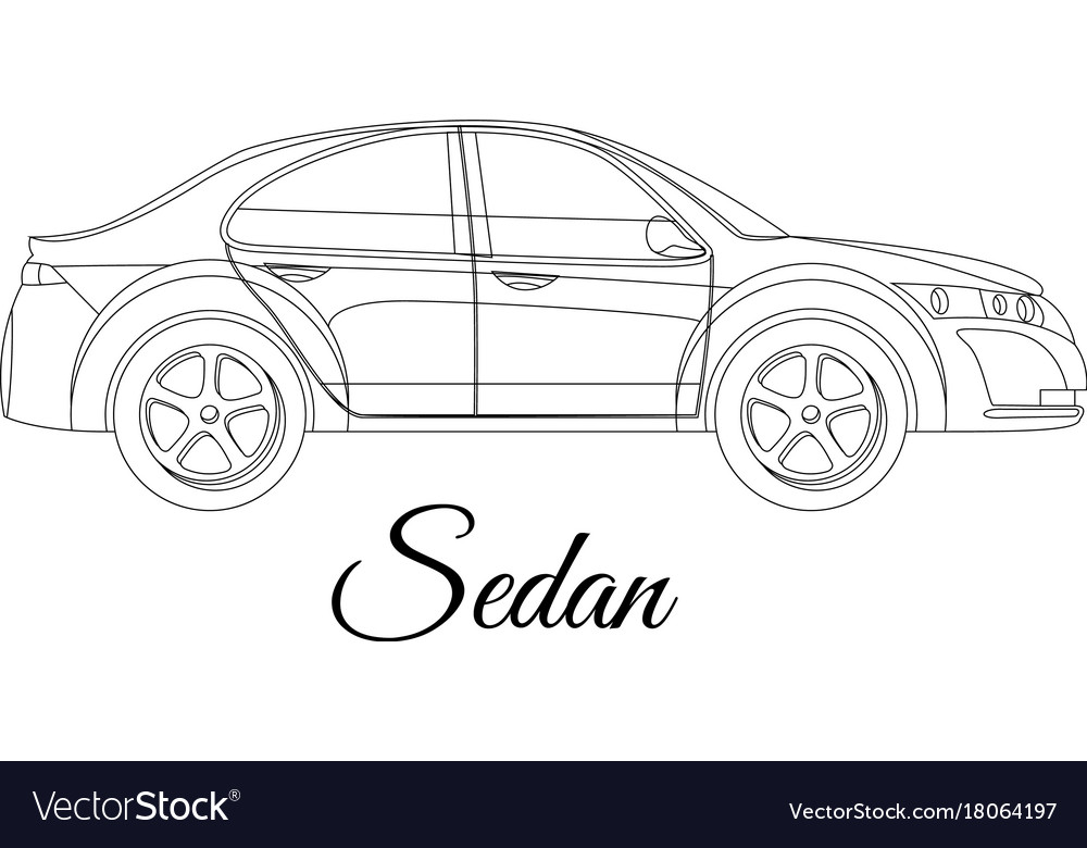 Sedan Saloon Car Body Type Outline Royalty Free Vector Image