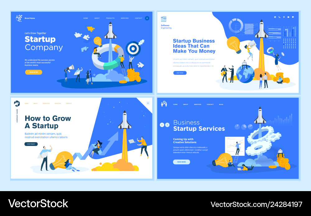 Set of flat design web page templates Royalty Free Vector