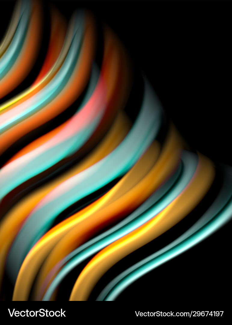 Silk smooth lines on black liquid fluid color Vector Image