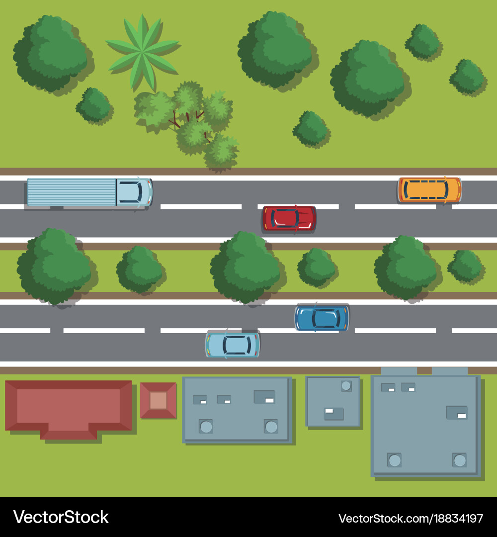 Urban top view cartoon Royalty Free Vector Image
