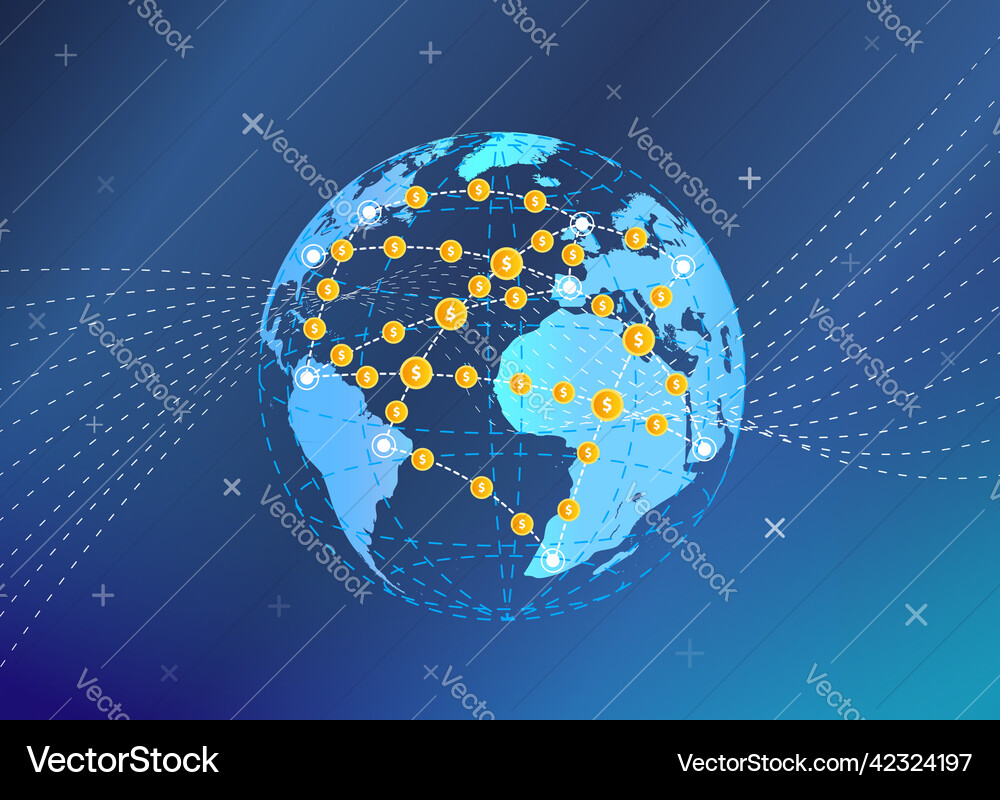 Worldwide money transfer background Royalty Free Vector