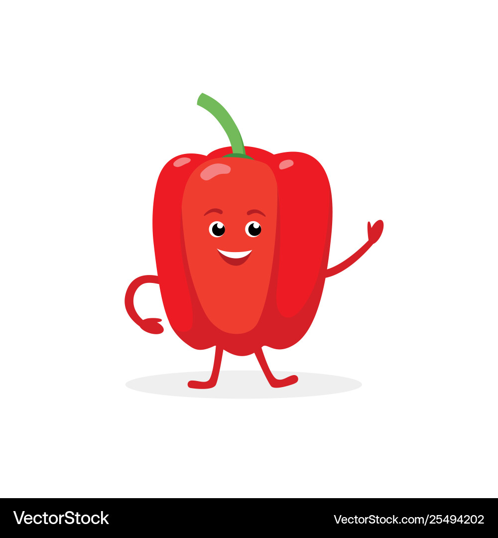 Bell pepper cartoon character isolated on white Vector Image