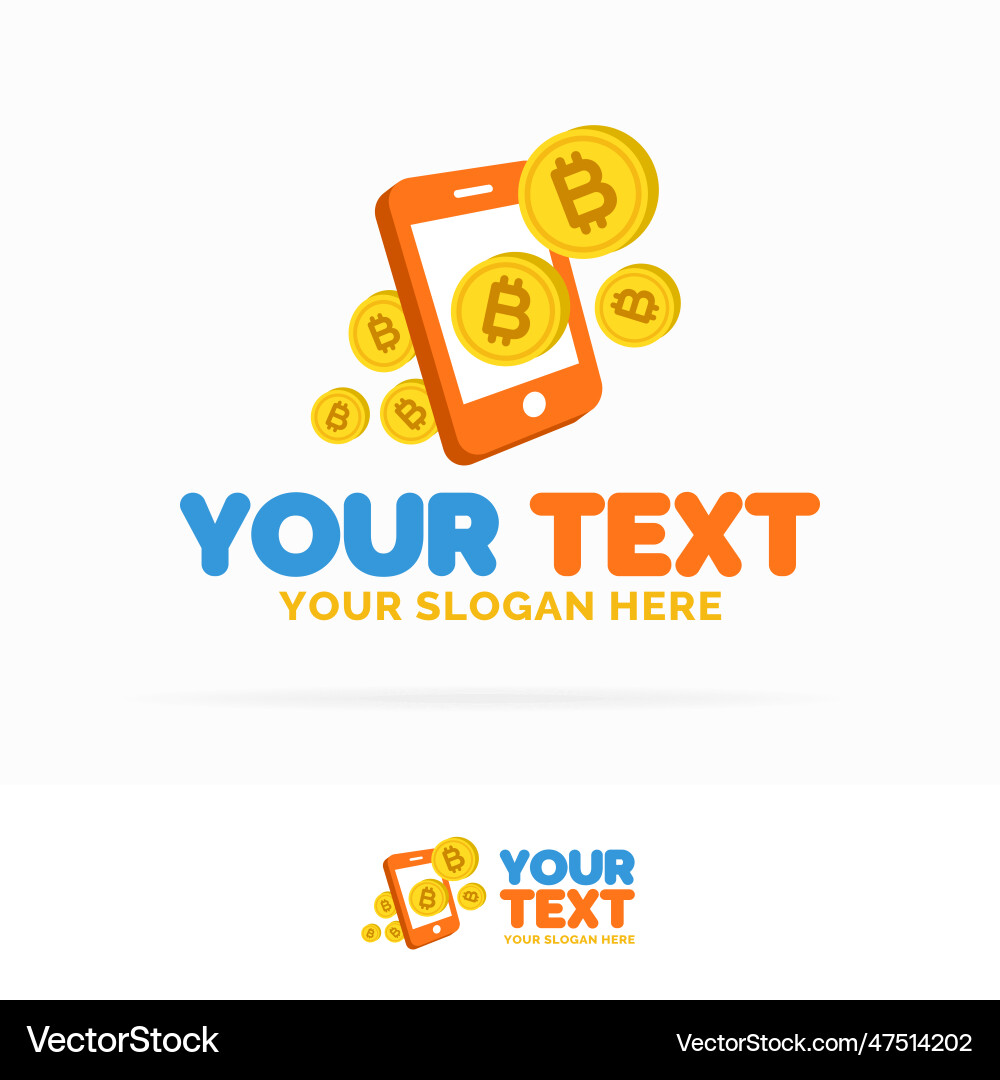 Bitcoin payment mobile logo set consisting of Vector Image
