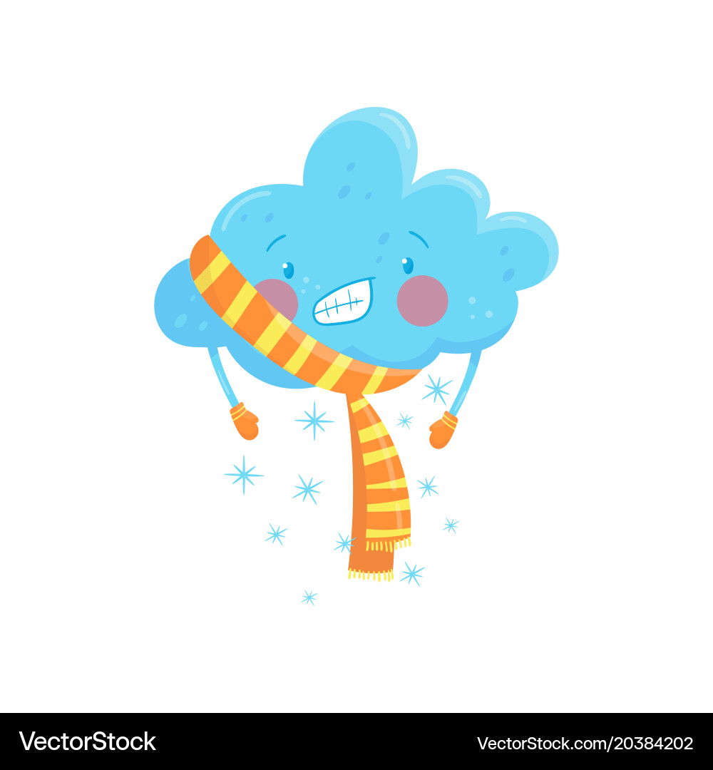 Blue frozen cloud with snow wearing stripped Vector Image