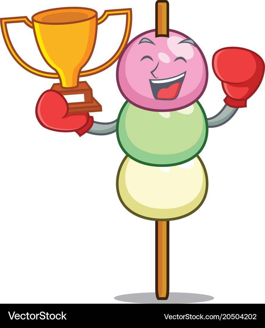 Boxing winner dango mascot cartoon style Vector Image