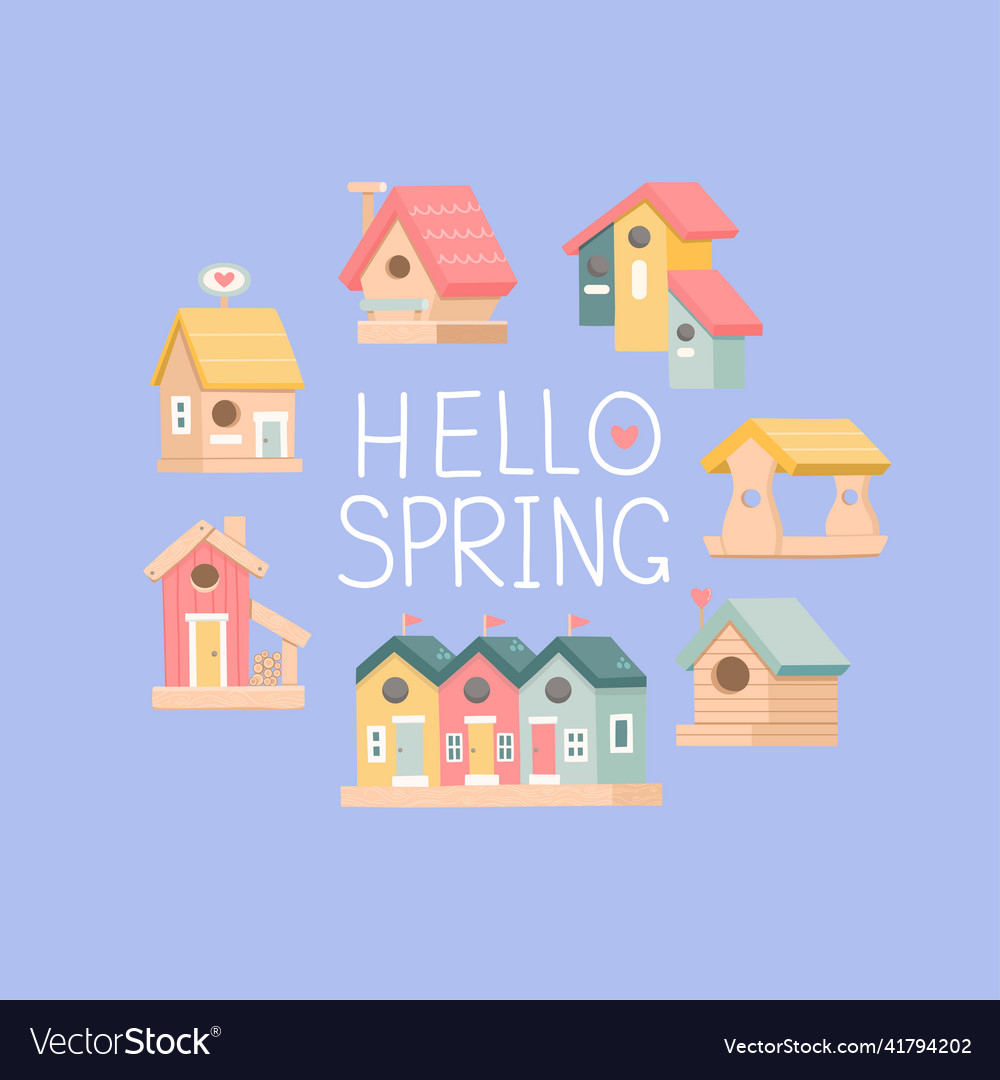 Hello spring set flat design Royalty Free Vector Image