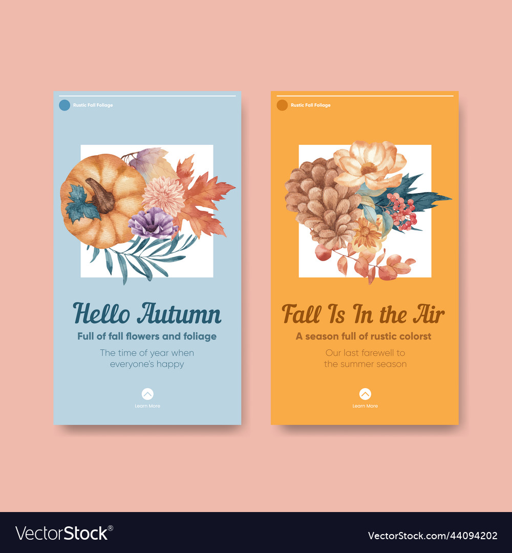 Instagram template with rustic fall foliage Vector Image