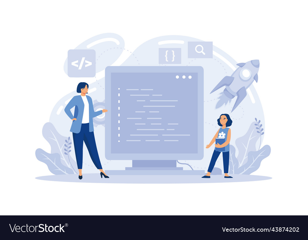 It education student write software and create Vector Image