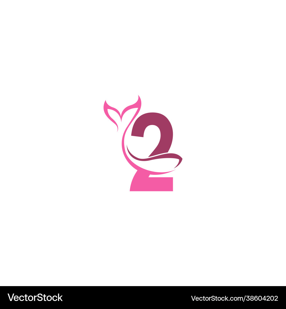 Number 2 with mermaid tail icon logo design Vector Image