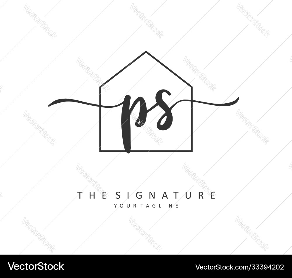 P s ps initial letter handwriting and signature Vector Image
