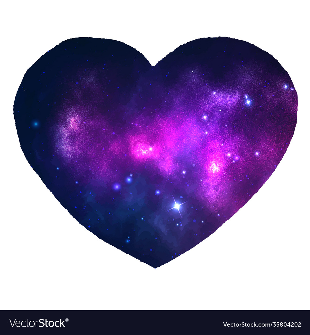 Painted galaxy in heart shapes isolated on white Vector Image