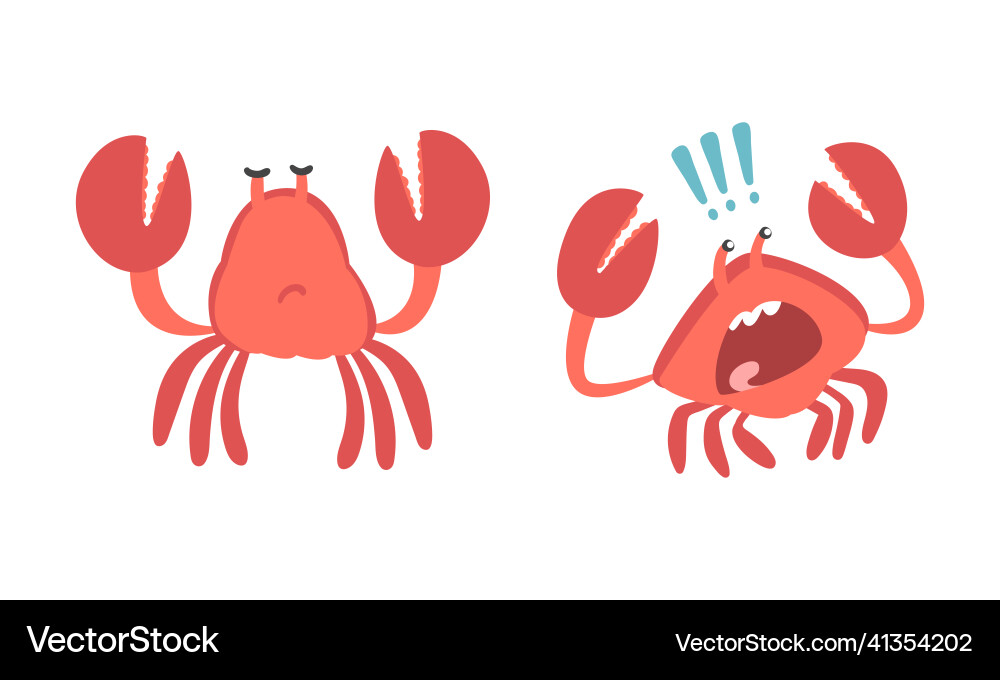 Red crab character as aquatic mammal with pair Vector Image