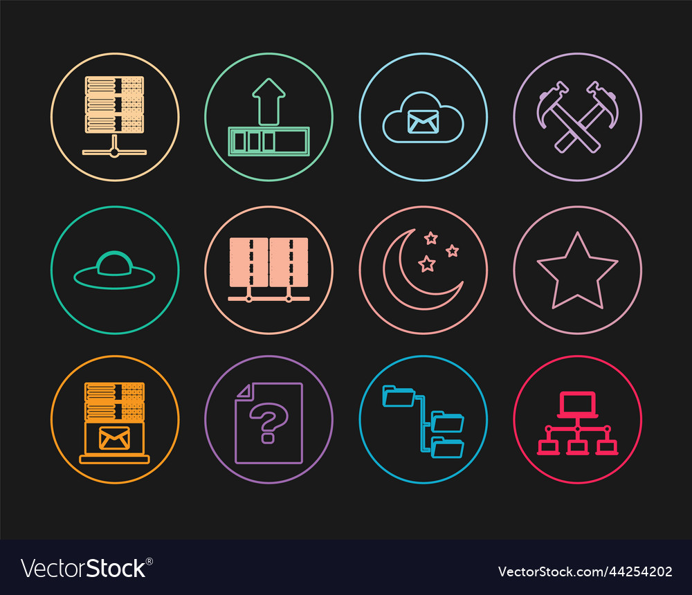 Set line computer network star cloud mail server Vector Image Set line computer network star cloud mail server Vector Image
