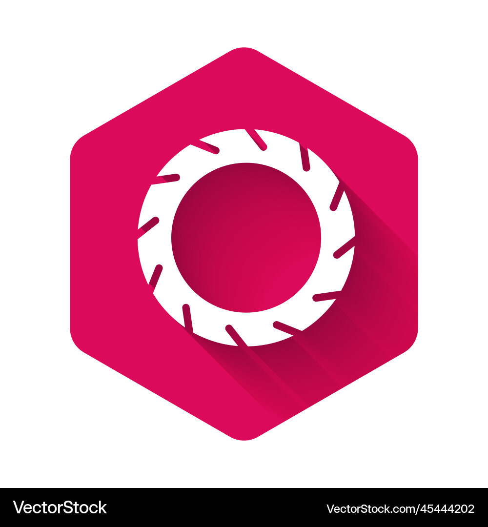 White bicycle wheel tire icon isolated with long Vector Image