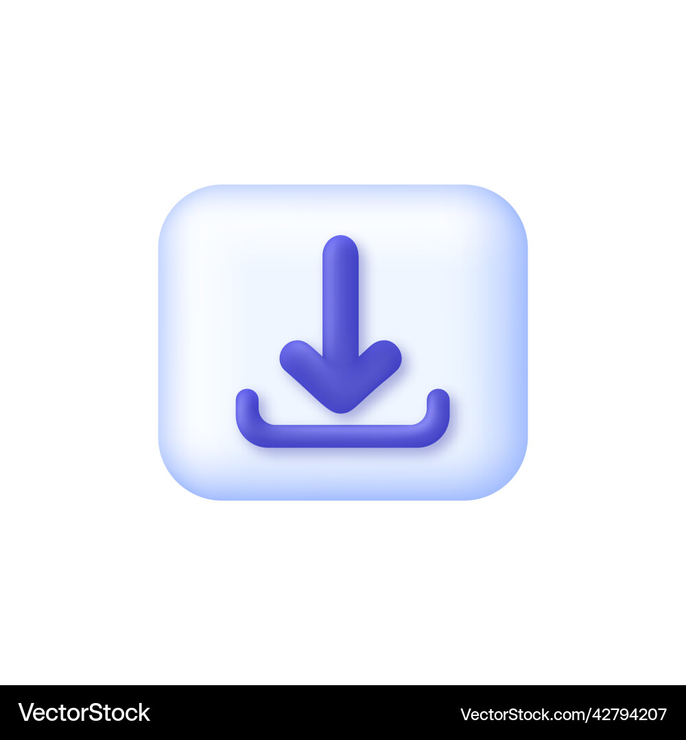 3d download icon isolated on white background Vector Image