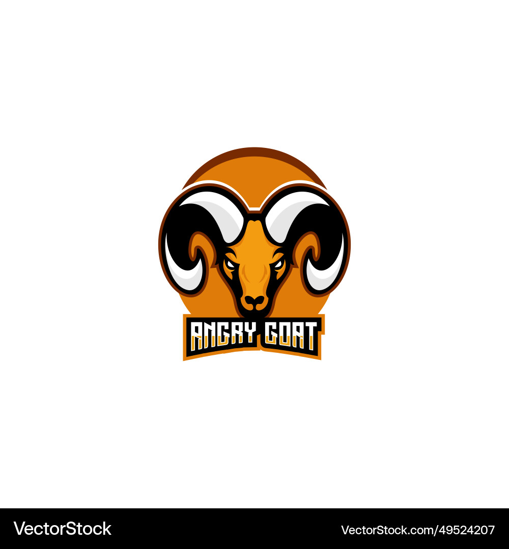 Angry goat head logo design mascot Royalty Free Vector Image