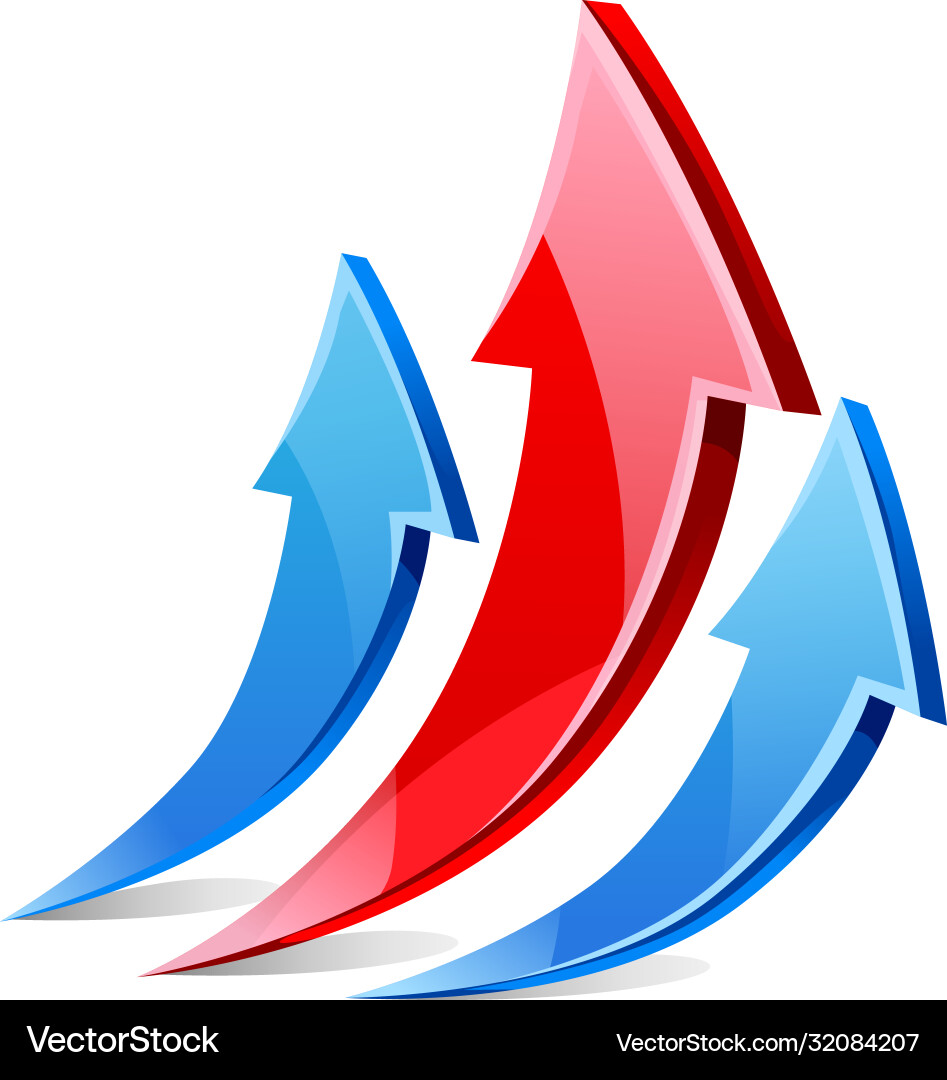 Arrows red blue up growth sharply Royalty Free Vector Image