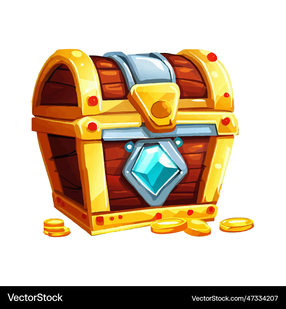 Big treasure chest isolated on white background Vector Image