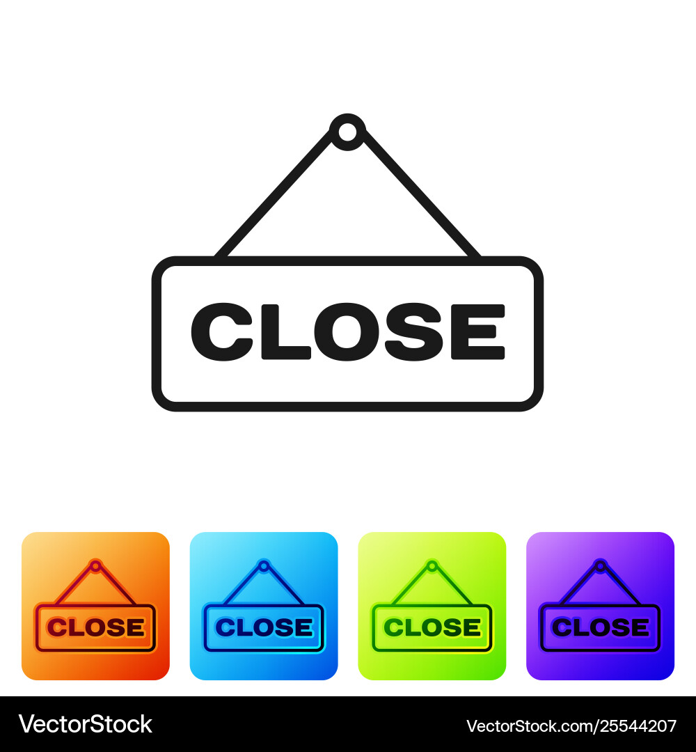 Black hanging sign with text close icon isolated Vector Image