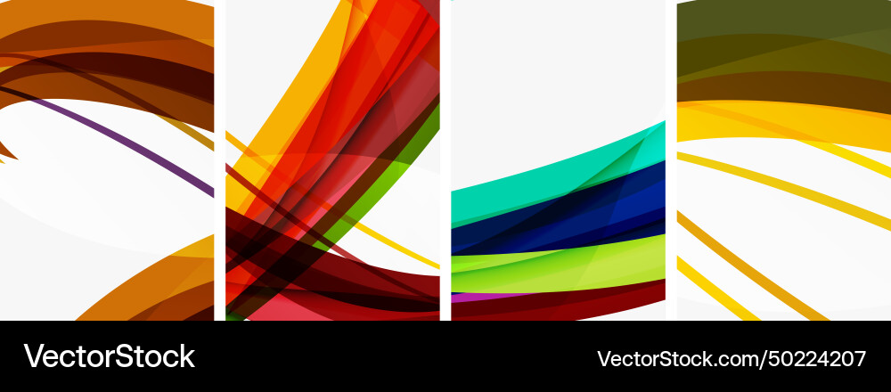 Colorful wave lines poster set for wallpaper Vector Image