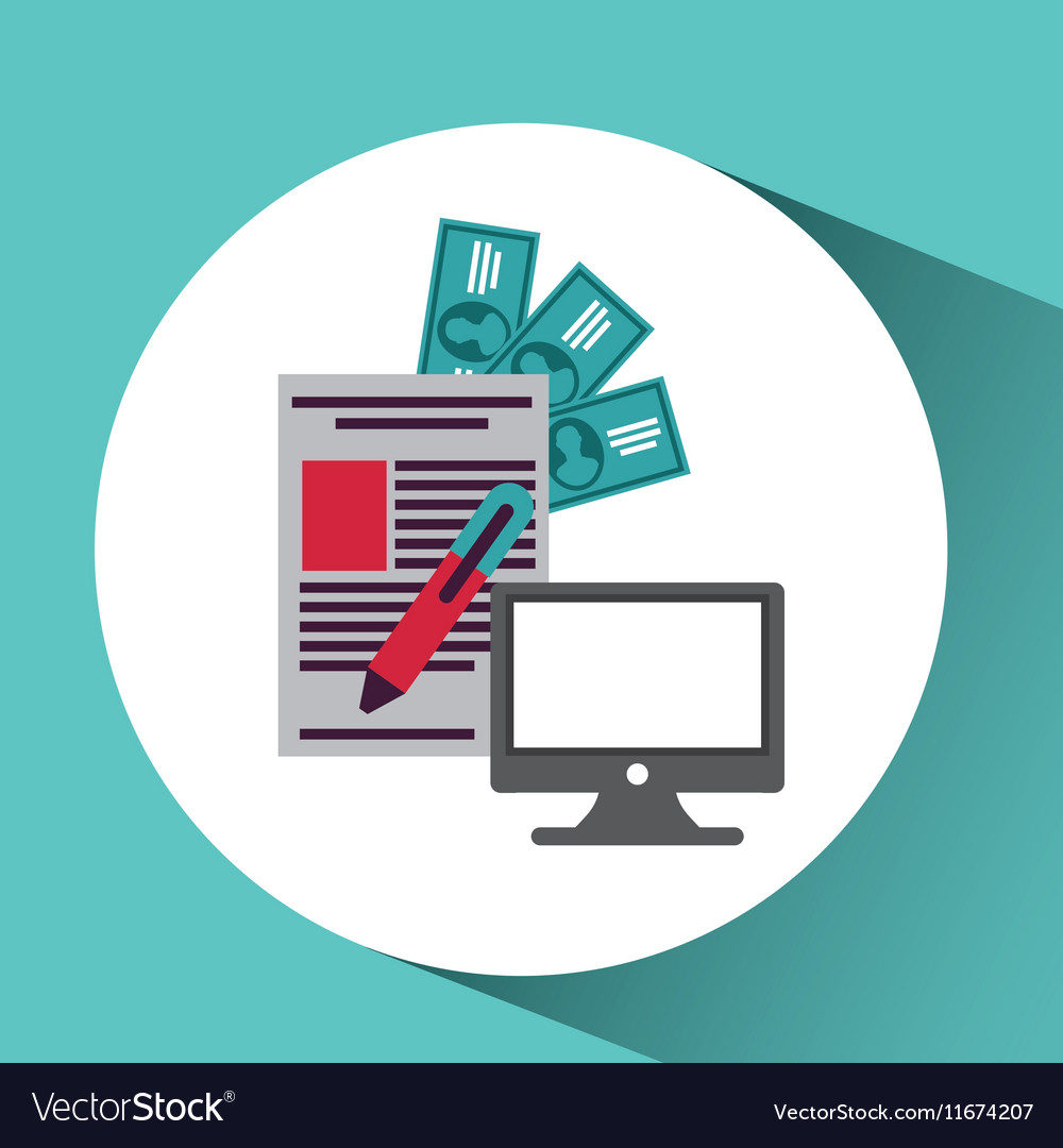 Computer network desktop payment Royalty Free Vector Image